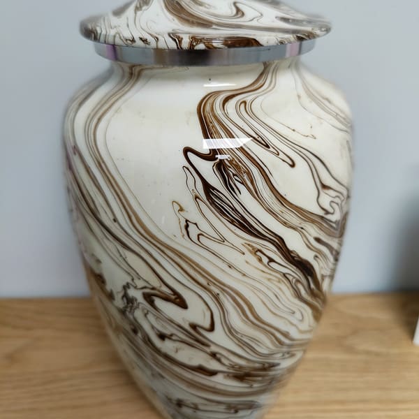 Brown & Cream Marble Swirl Adult Urn - Carl Hogg Funeral Services Golborne