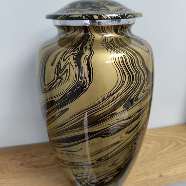 Gold & Black Swirl Adult Urn - Carl Hogg Funeral Services Golborne